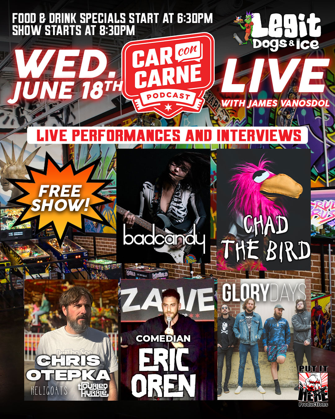 LIVE EVENT: June 18, 2025 at Legit Dogs and Ice - Car Con Carne